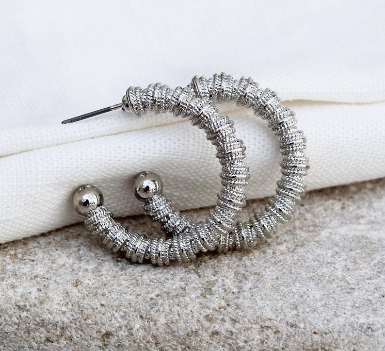 Chunky Silver Hoop Earrings Chunky Hoops Modern Geometric - Etsy