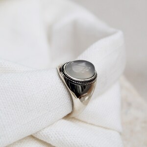 Chunky Sterling Silver Grey Agate Ring Modern Geometric - Etsy UK