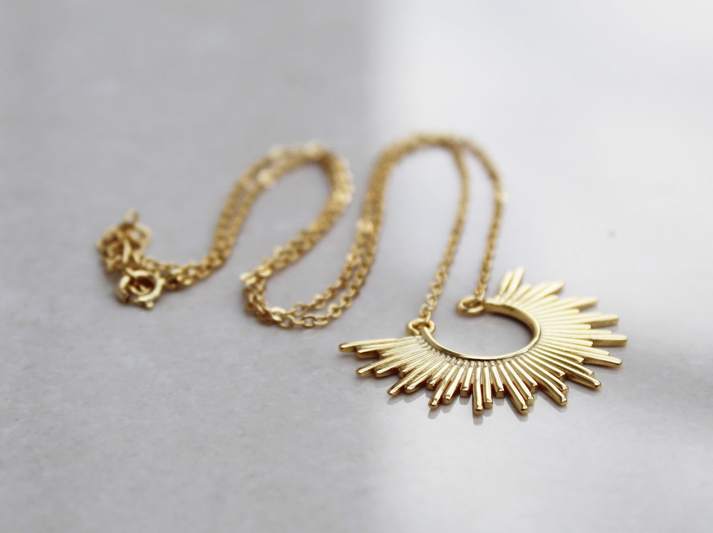 Dainty Gold Pendant Statement Gold Necklace Gold Spike - Etsy UK