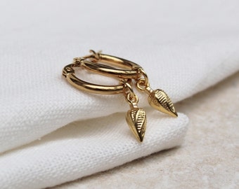 Tiny Gold Coin Hoops , Small Gold Hoops , Dainty Gold Huggies , Small ...