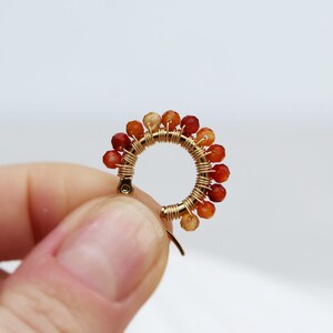 Amber Crystal Hoops Small Orange Stone Hoops Gemstone | Etsy UK