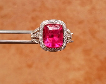 Synthetic ruby ring | Etsy