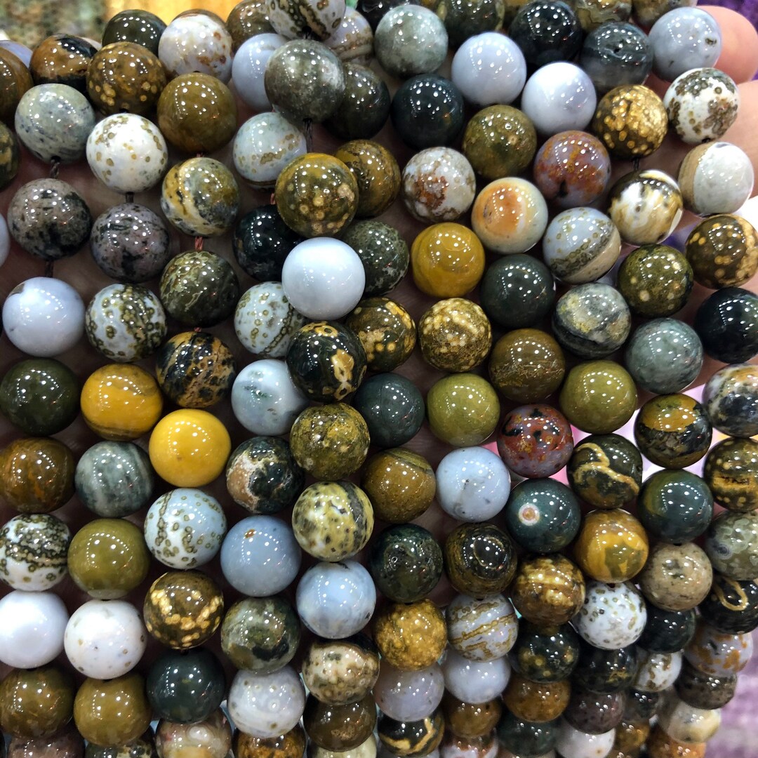 Ocean Agate Beads, Natural Gemstone Beads, Round Stone Beads 6mm 8mm ...