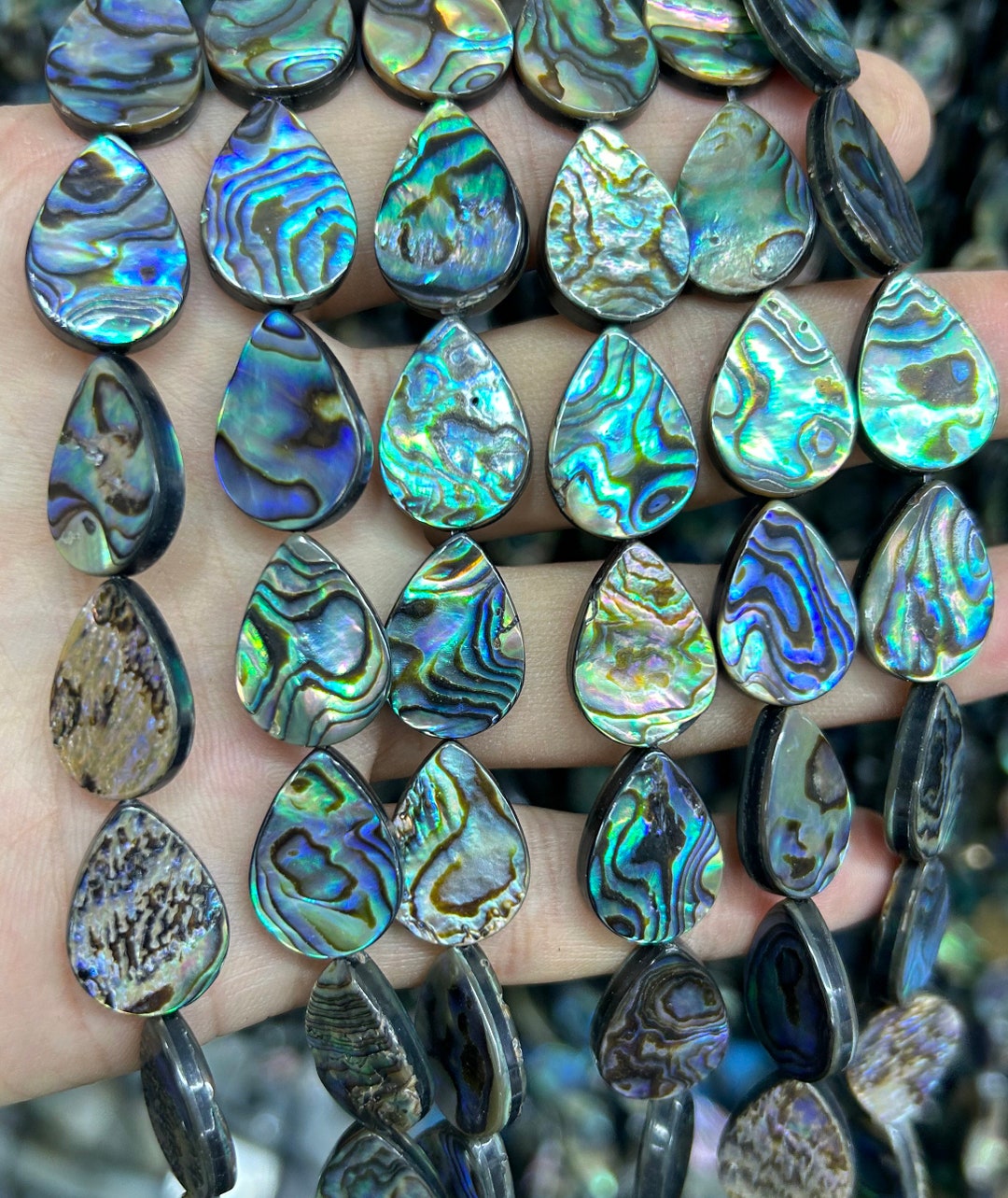 Abalone Shell Teardrop Beads, Natural Gemstone Beads, Flat Beads ...