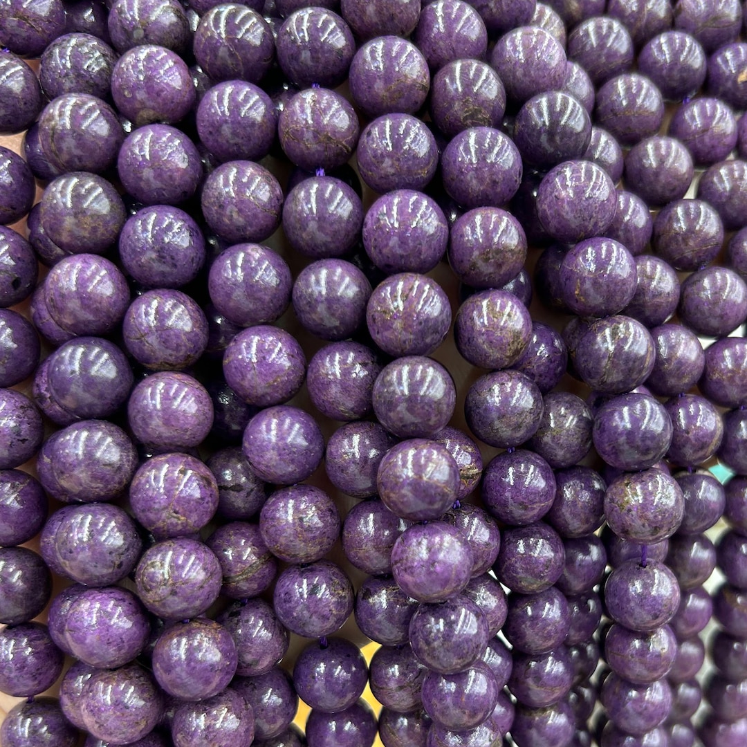 Genuine Purpurite Beads, Natural Gemstone Beads, Purple Stone Beads for Jewelry Making 11mm 15 ...