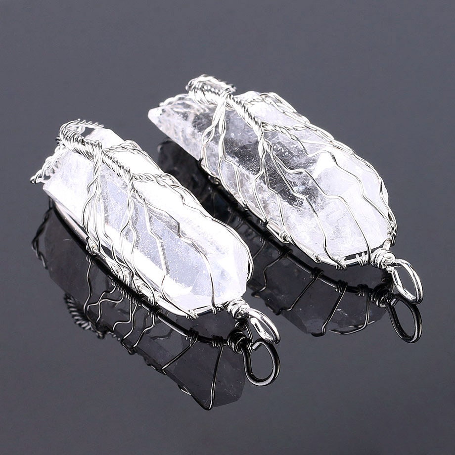 Crystal Pendant Natural Gemstone Beads Antique Copper Wire | Etsy