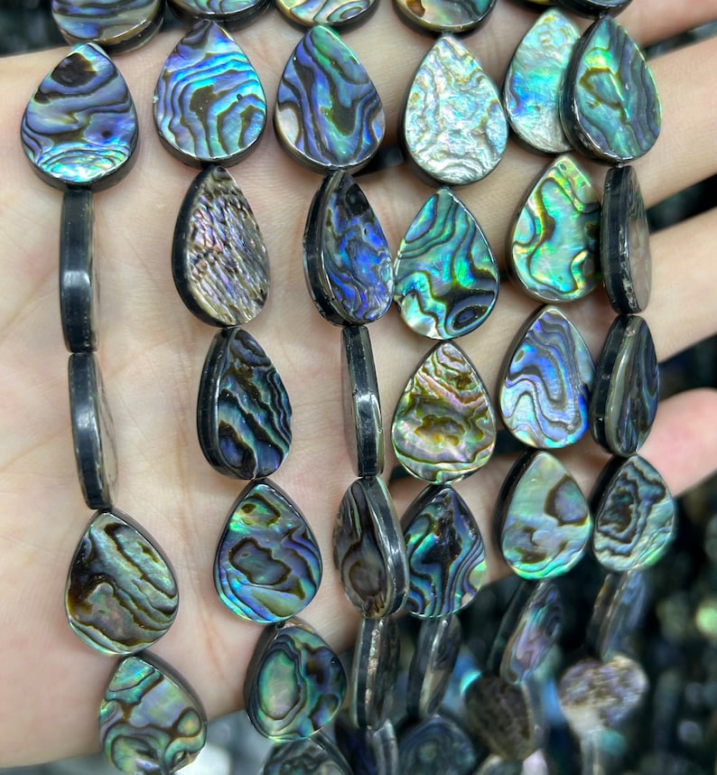 Abalone Shell Teardrop Beads, Natural Gemstone Beads, Flat Beads ...