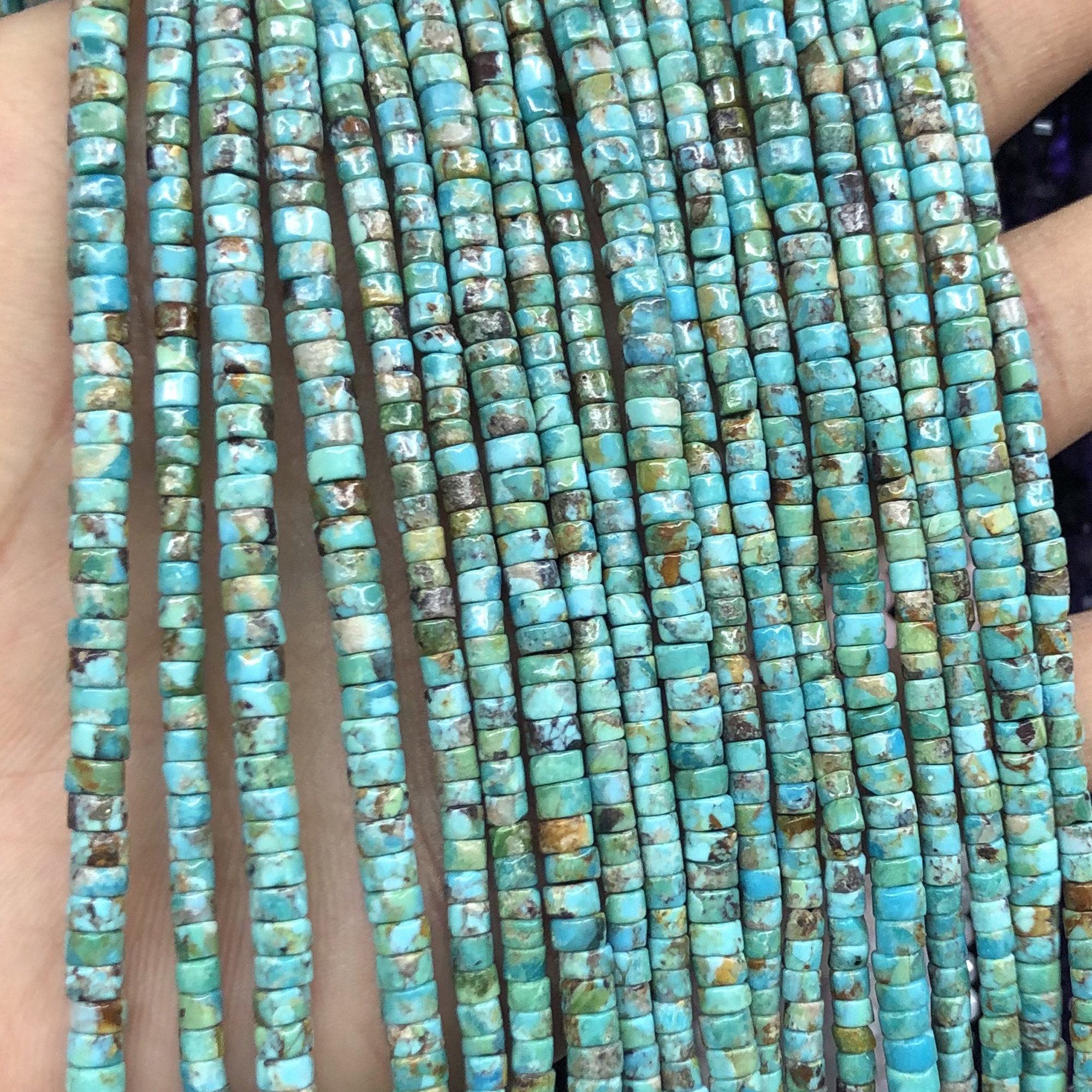 Genuine Turquoise Beads Natural Gemstone Beads Rondelle - Etsy