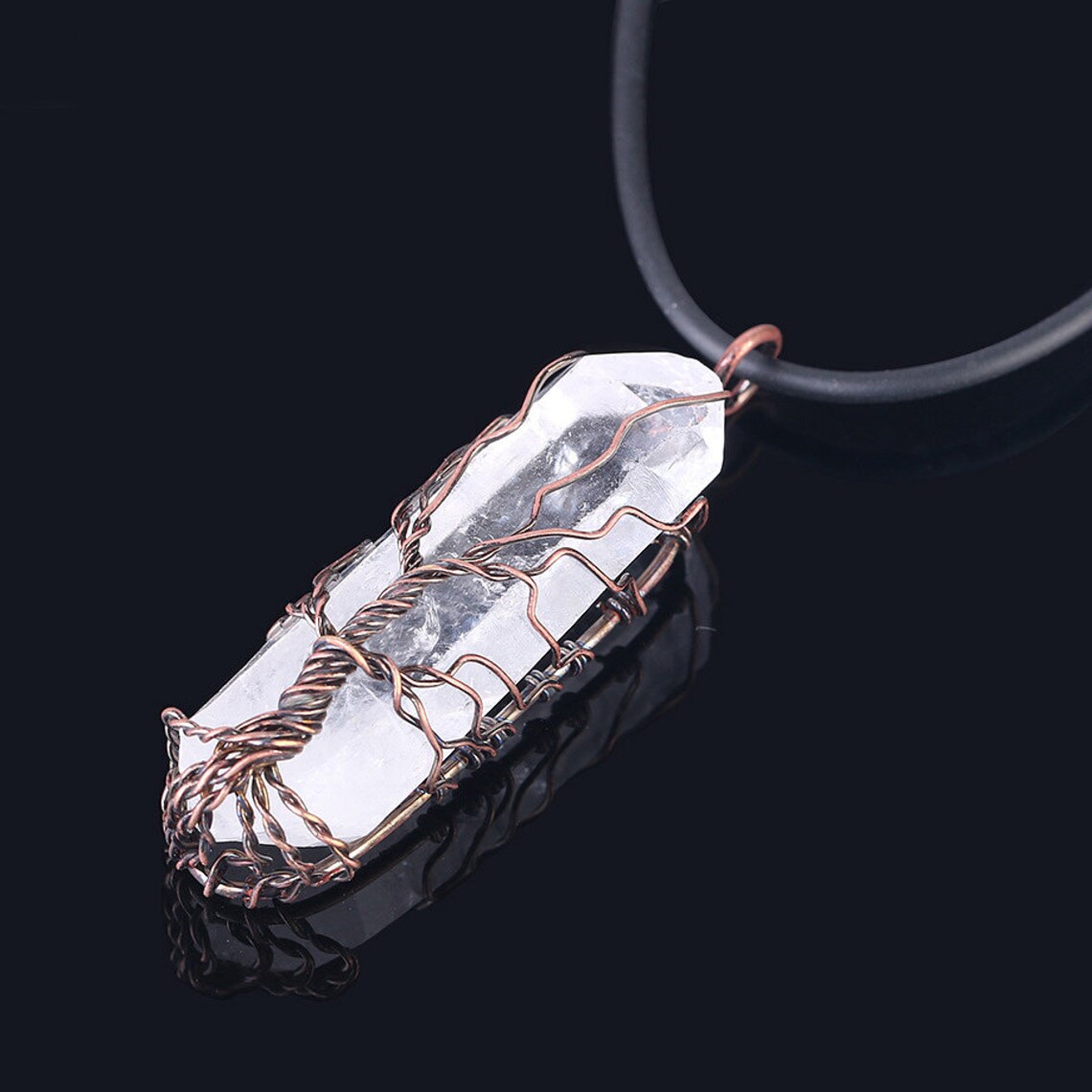 Crystal Pendant Natural Gemstone Beads Antique Copper Wire | Etsy