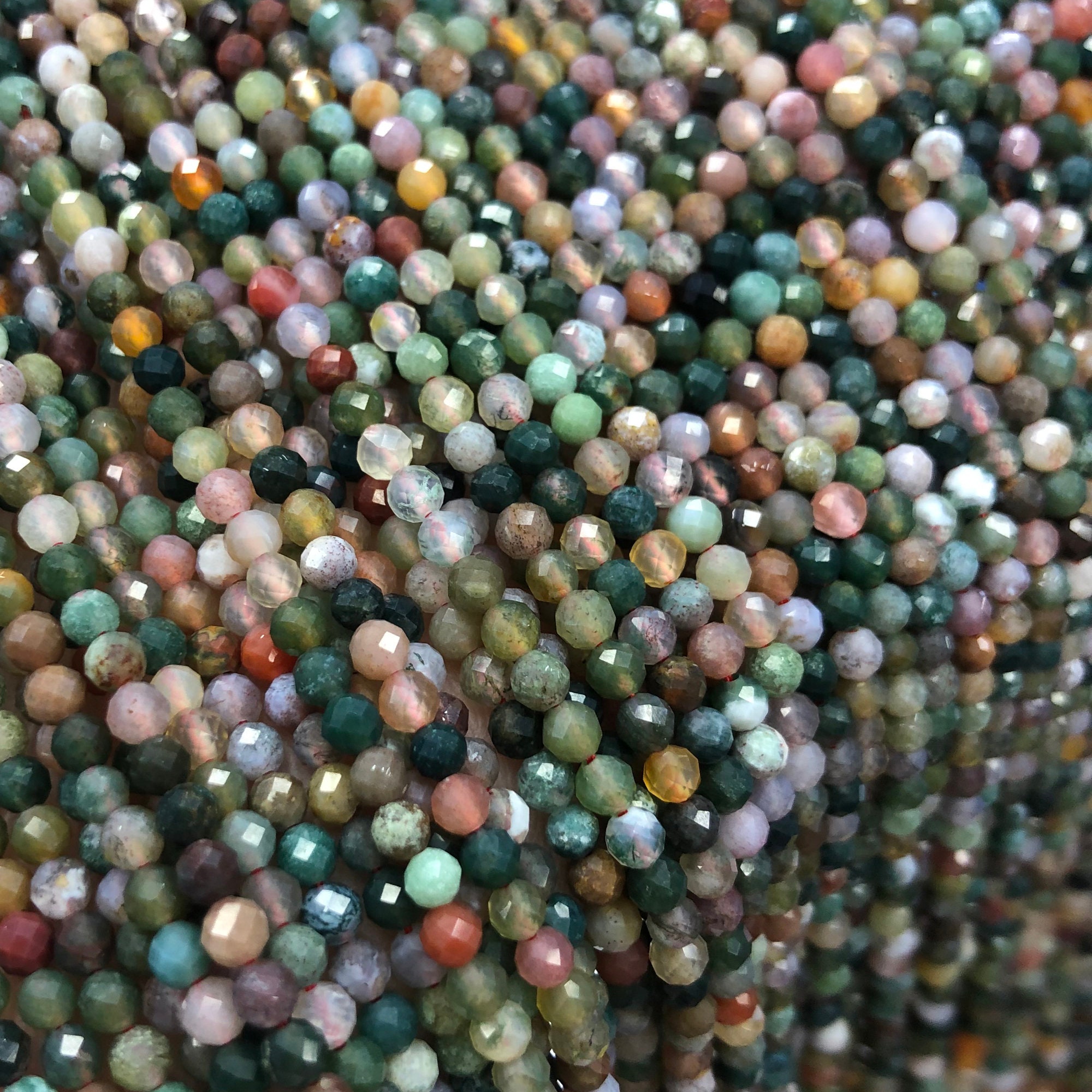 Fancy Agate Faceted Beads Natural Gemstone Beads Round Stone | Etsy