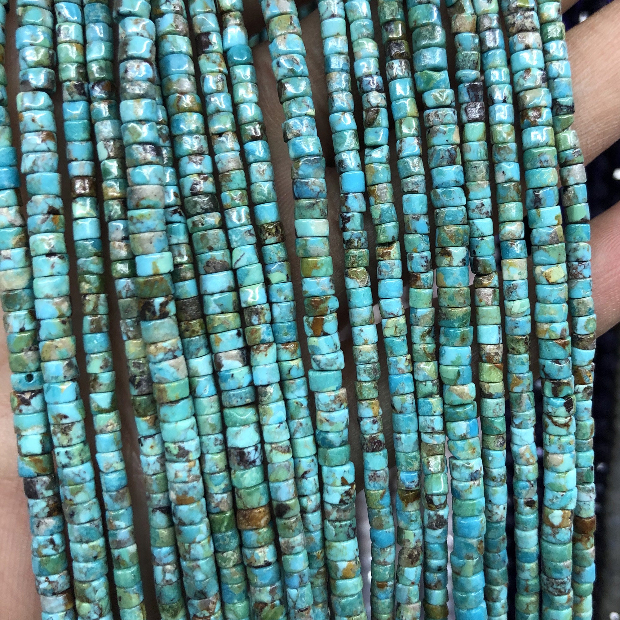 Genuine Turquoise Beads Natural Gemstone Beads Rondelle - Etsy