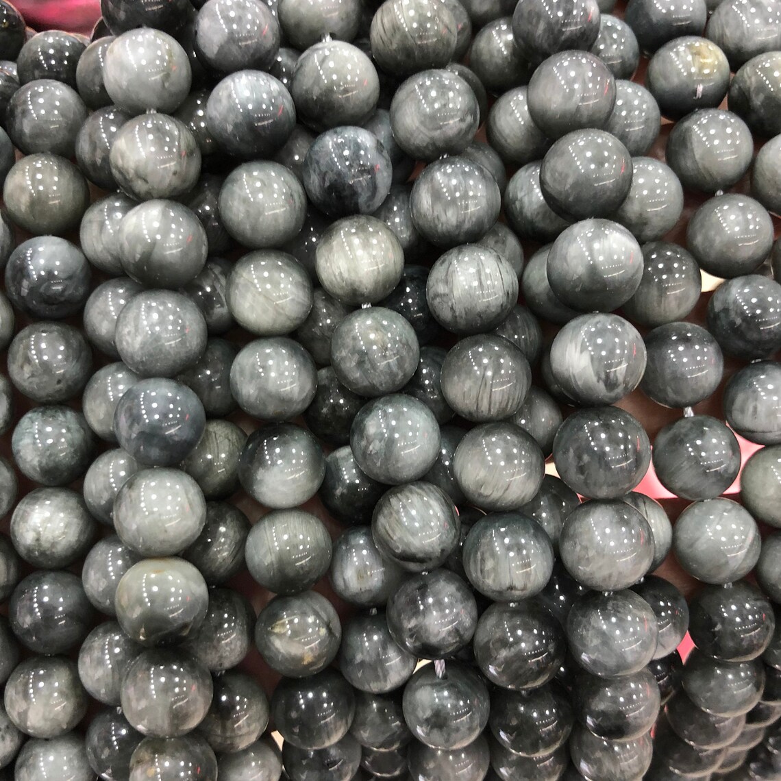 Hawk Eye Stone Beads Natural Gemstone Beads Round Black Gray - Etsy
