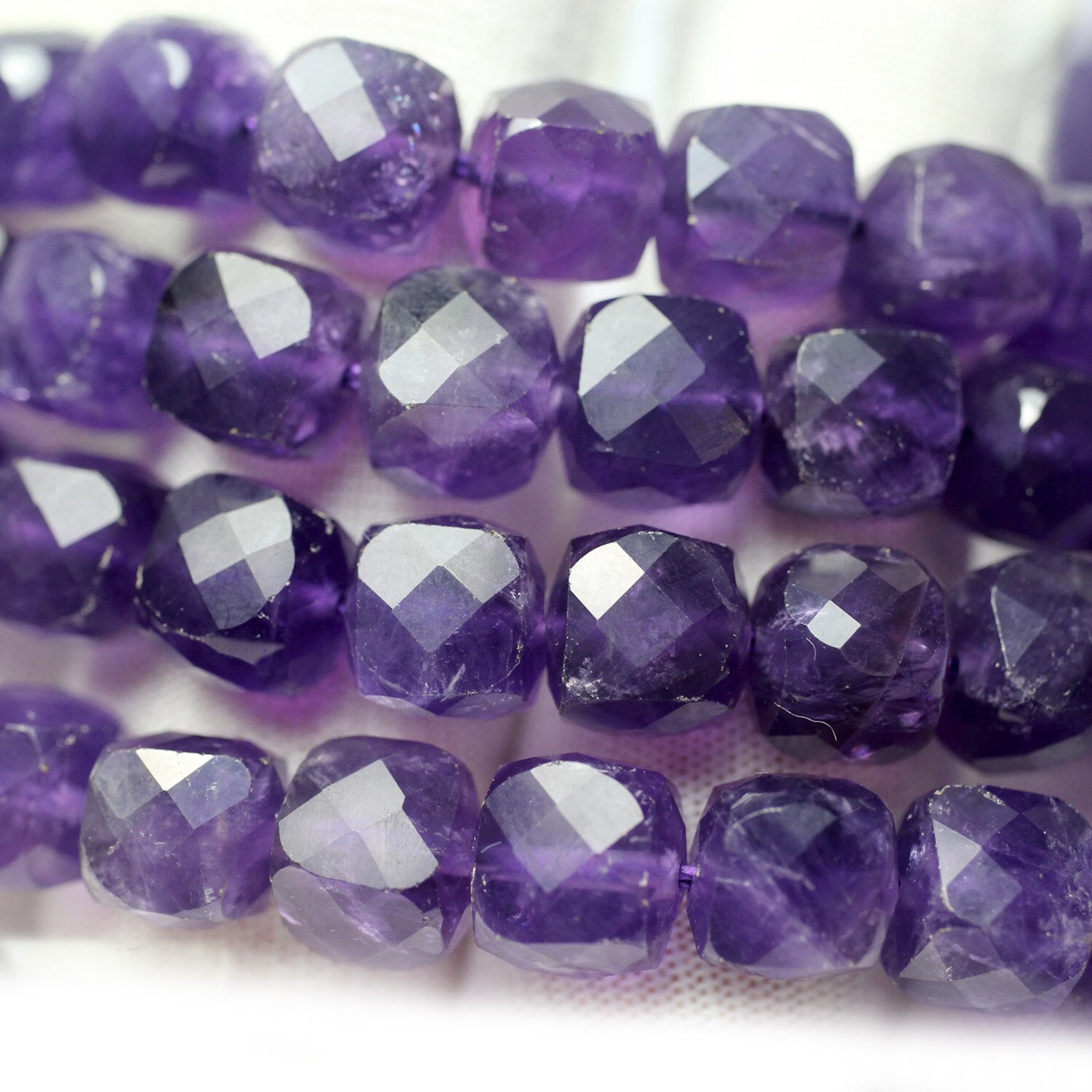 Amethyst Cube Faceted Beads Natural Genuine Gemstone Beads - Etsy