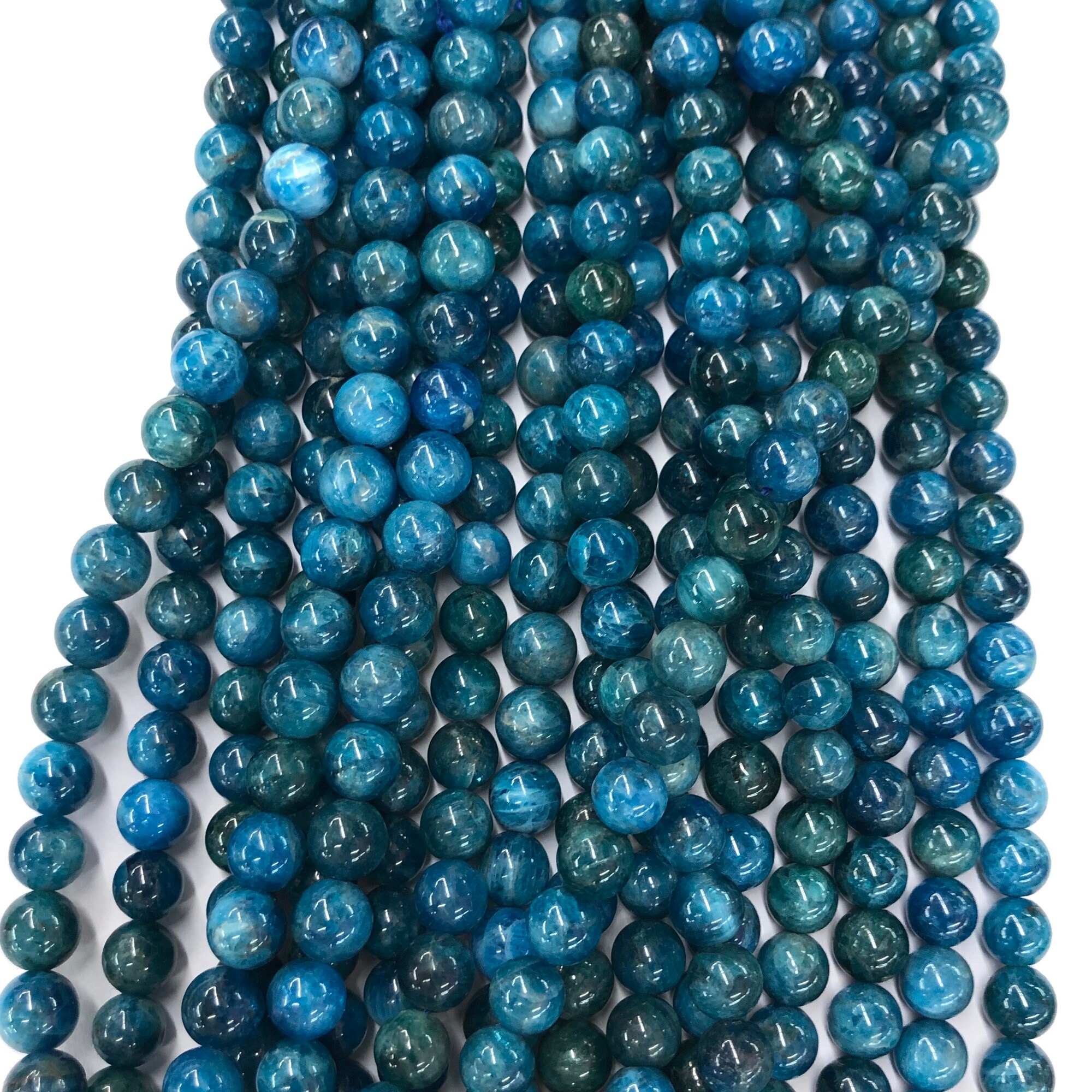 Blue Apatite Beads, Natural Gemstone Beads, Round Stone Beads 4mm 6mm ...