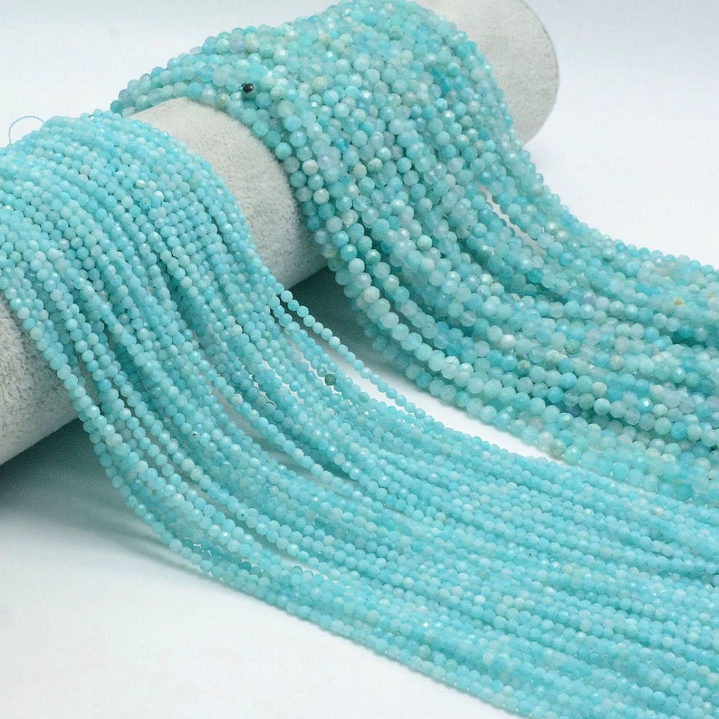 Amazonite Faceted Beads, Natural Gemstone Beads, Round Small Beads 2mm ...