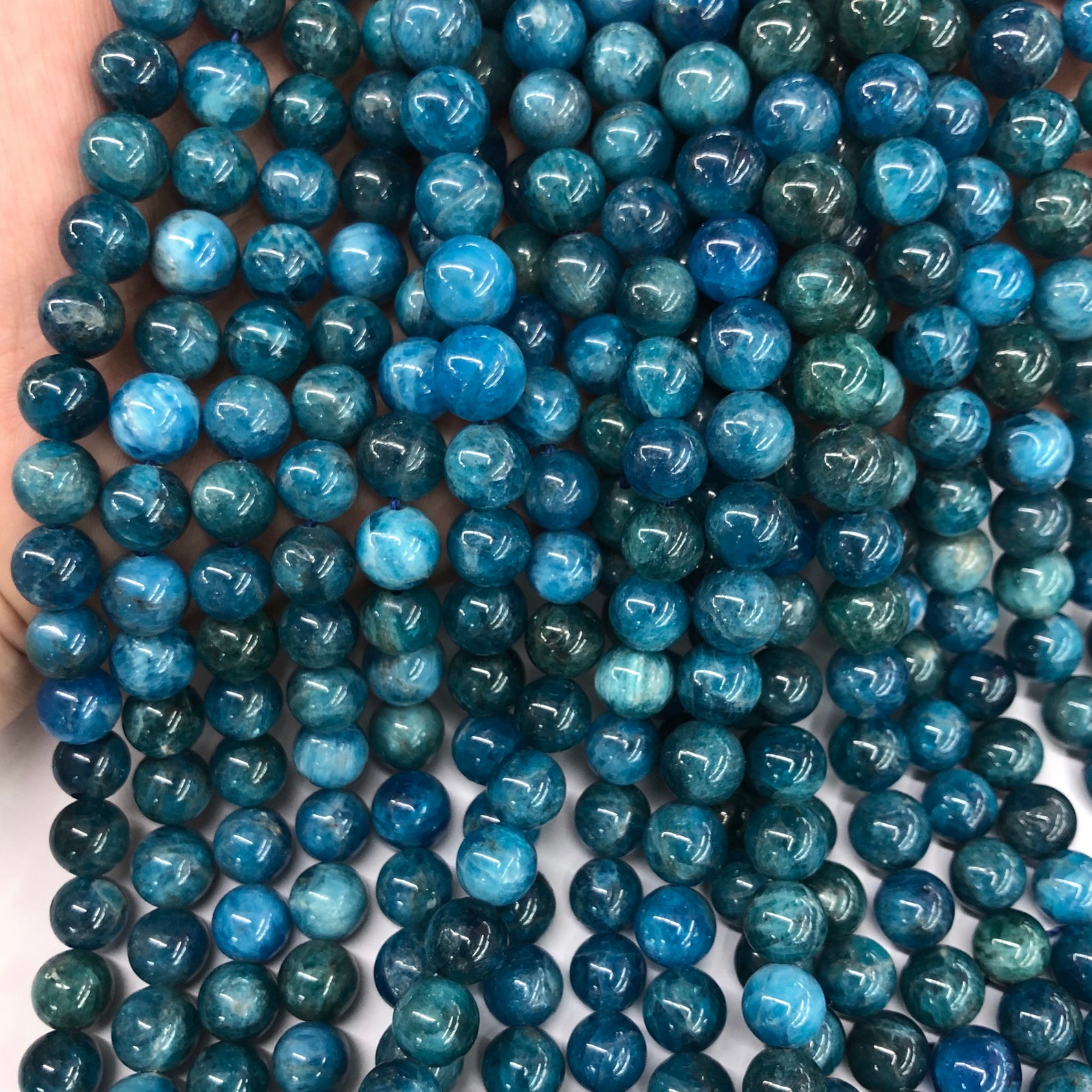 Blue Apatite Beads, Natural Gemstone Beads, Round Stone Beads 4mm 6mm ...