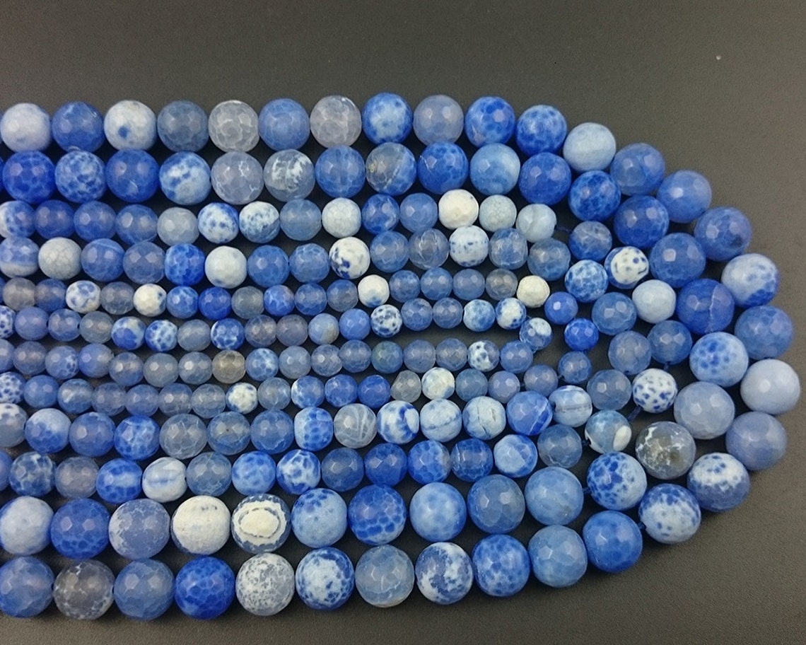 Blue Fire Agate Faceted Beads Natural Gemstone Beads Round - Etsy