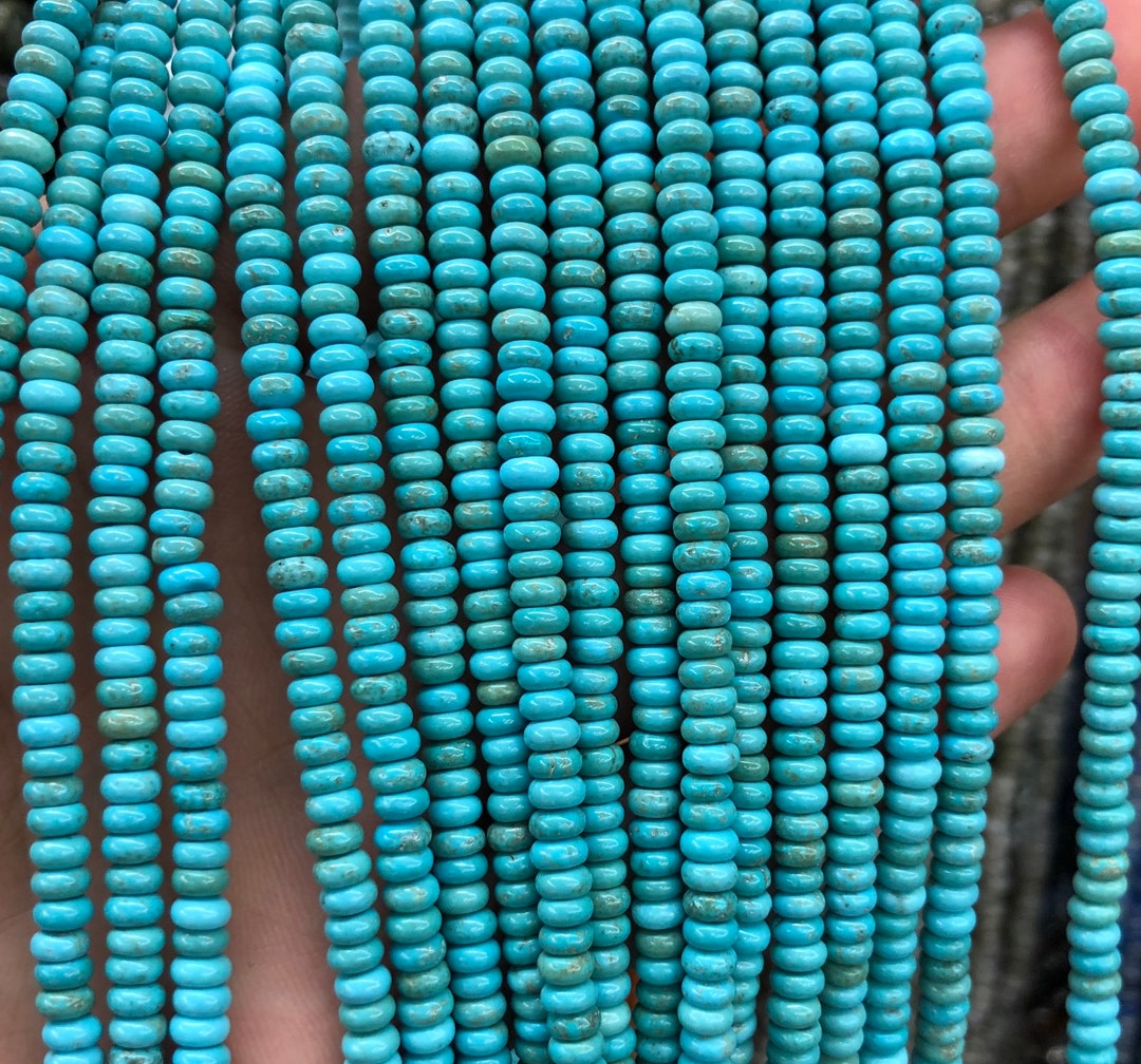 Blue Turquoise Rondelle Beads, Natural Gemstone Beads, Stone Beads ...