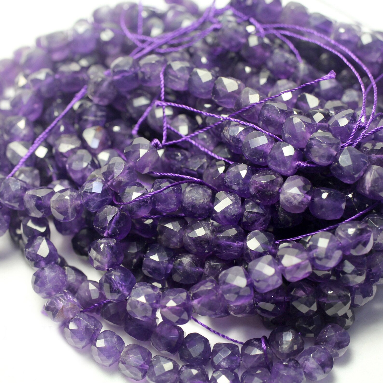 Amethyst Cube Faceted Beads Natural Genuine Gemstone Beads - Etsy