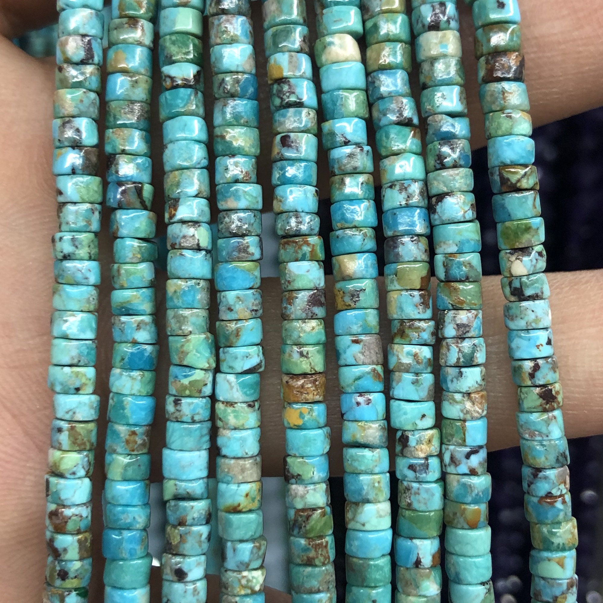 Genuine Turquoise Beads Natural Gemstone Beads Rondelle - Etsy