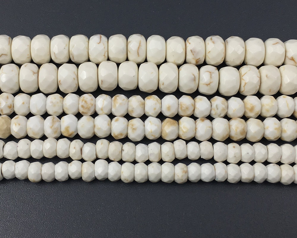 Ivory White Howlite Turquoise Beads Gemstone Beads Rondelle - Etsy
