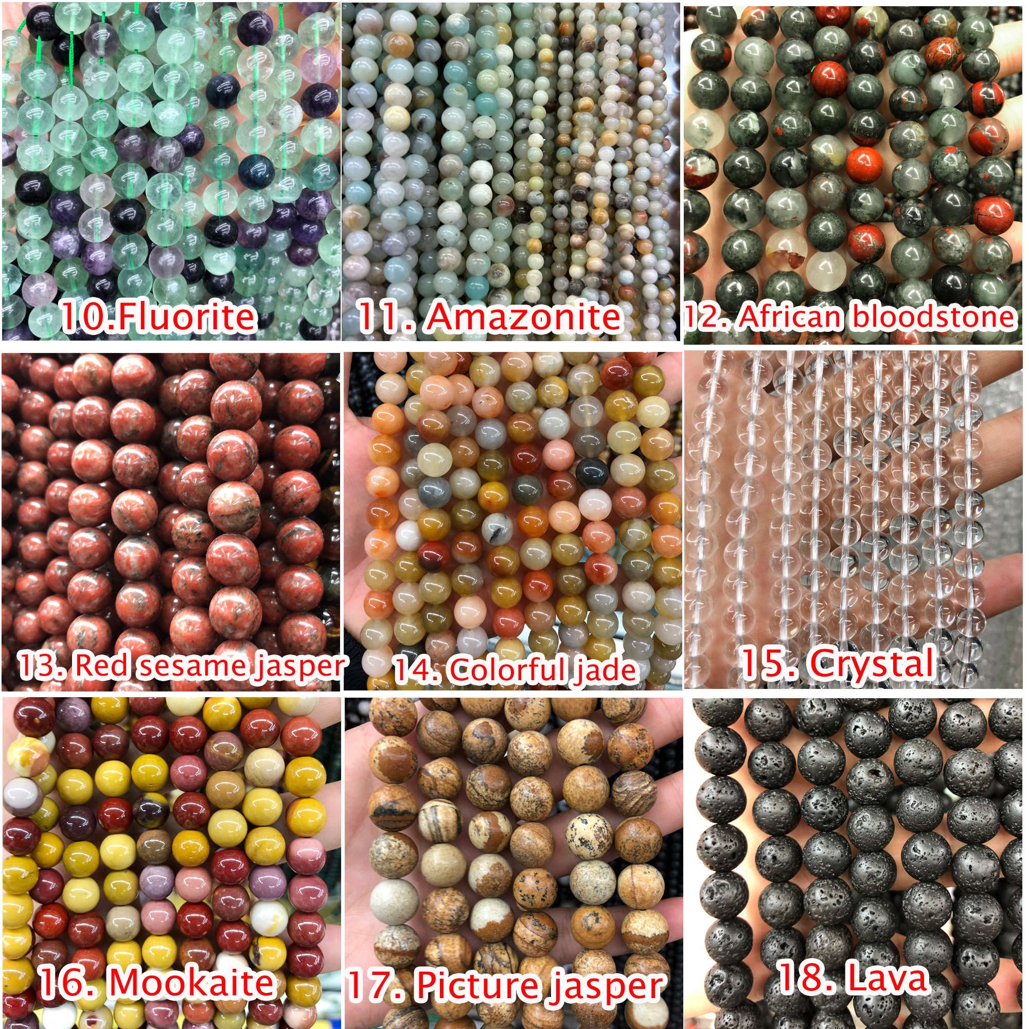 Wholesale Natural Stone Beads Amethyst Lapis Lazuli Carnelian Crystal ...
