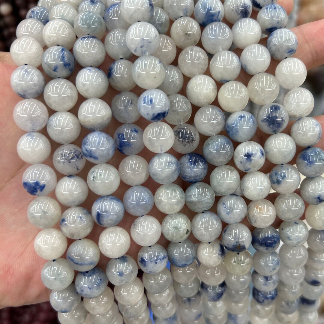 Blue Rutilated Quartz Beads, Natural Gemstone Beads, Round Stone Beads ...