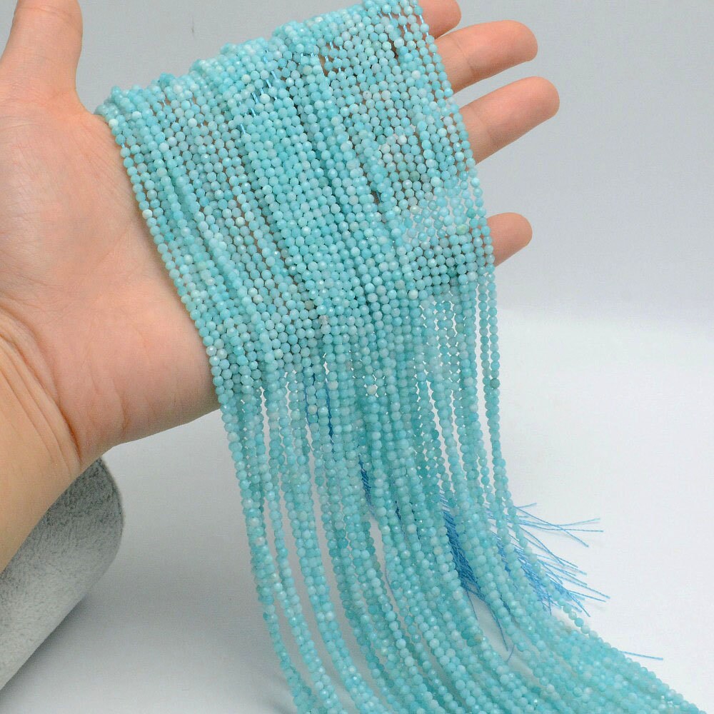 Amazonite Faceted Beads Natural Gemstone Beads Round Small - Etsy