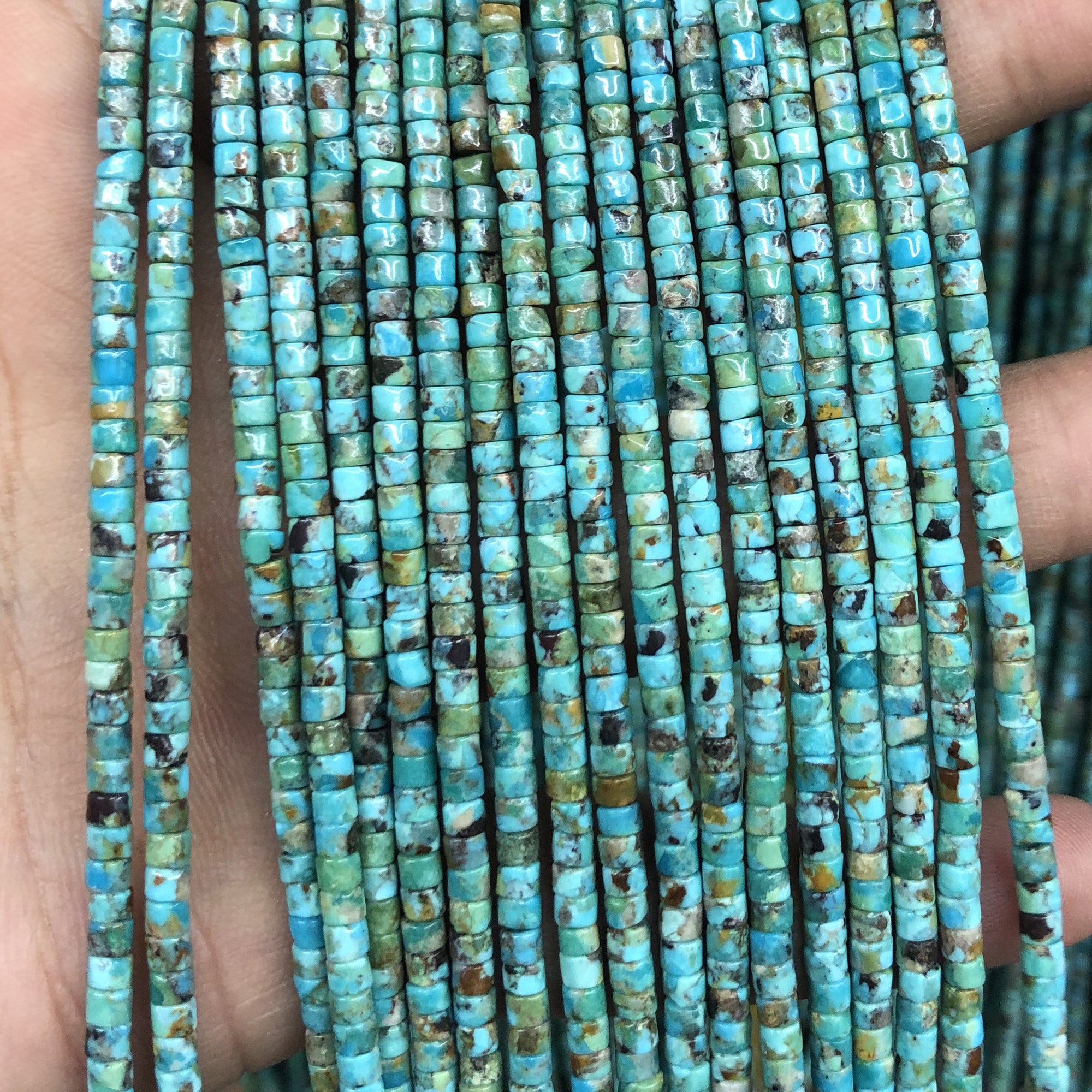 Genuine Turquoise Beads Natural Gemstone Beads Rondelle - Etsy
