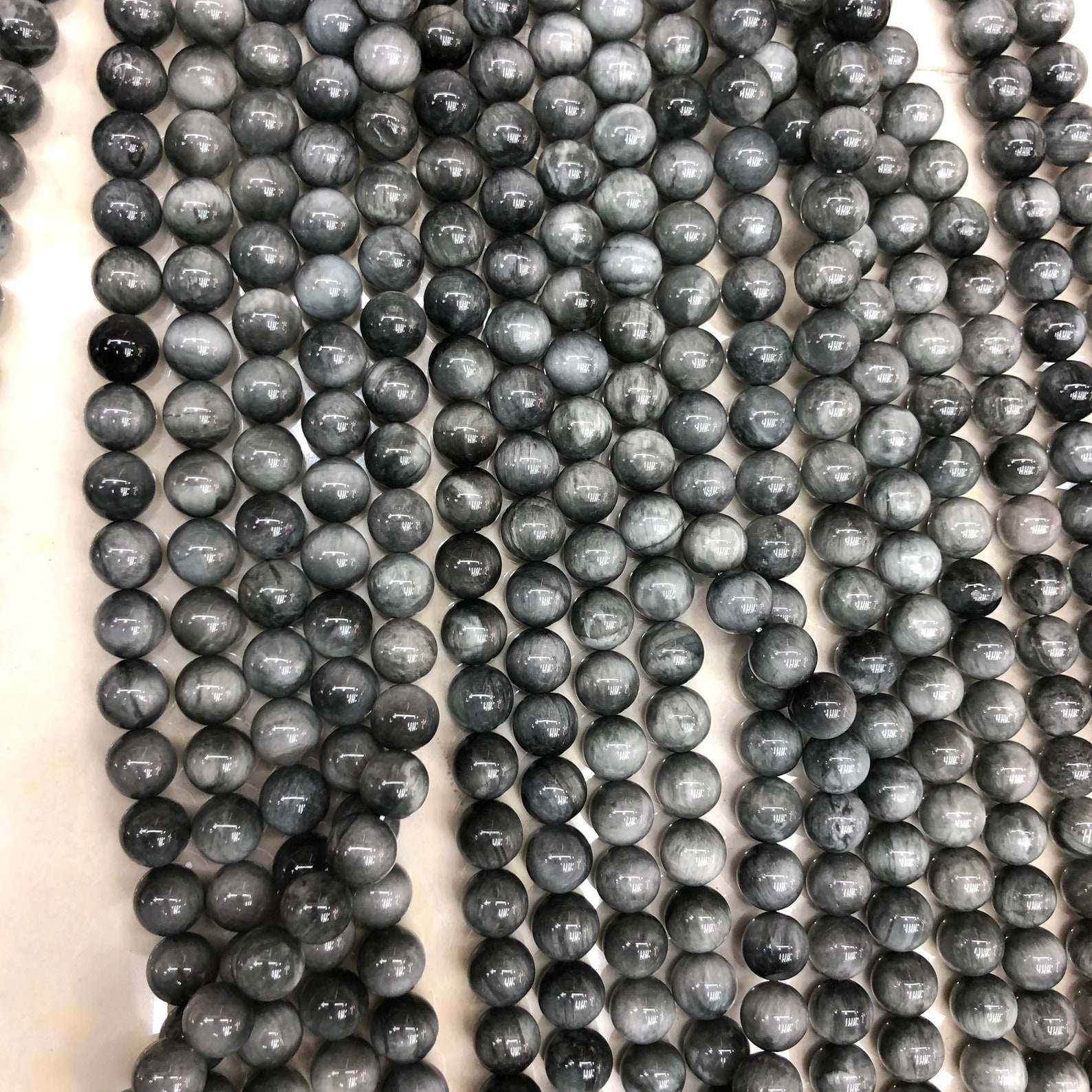Hawk Eye Stone Beads Natural Gemstone Beads Round Black Gray - Etsy