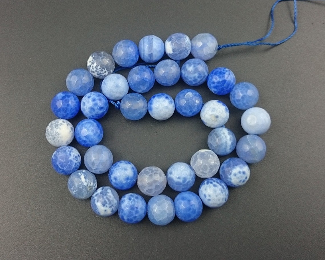 Blue Fire Agate Faceted Beads Natural Gemstone Beads Round - Etsy
