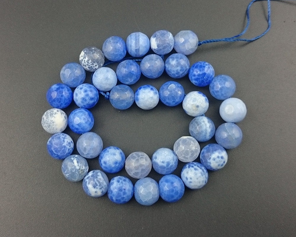 Blue Fire Agate Faceted Beads Natural Gemstone Beads Round - Etsy