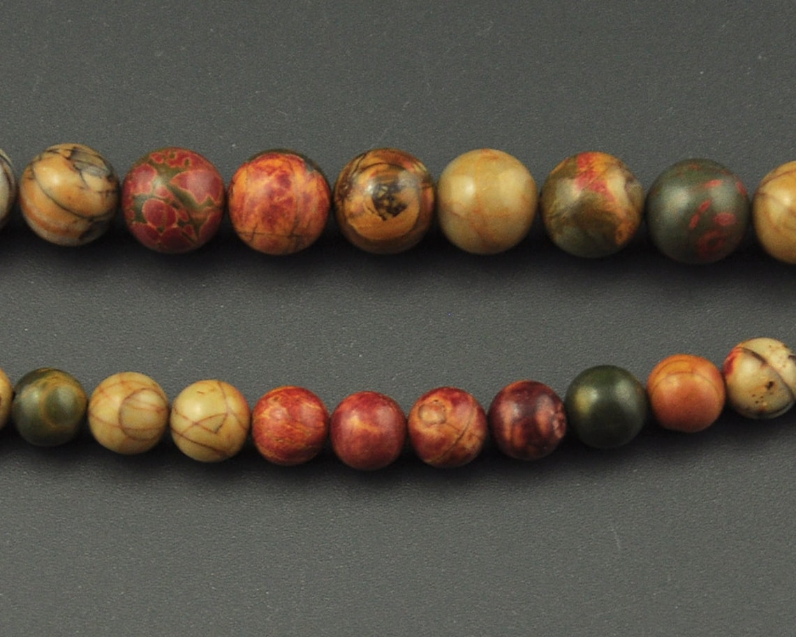 Red Picasso Jasper Beads Natural Gemstone Beads Round Loose | Etsy