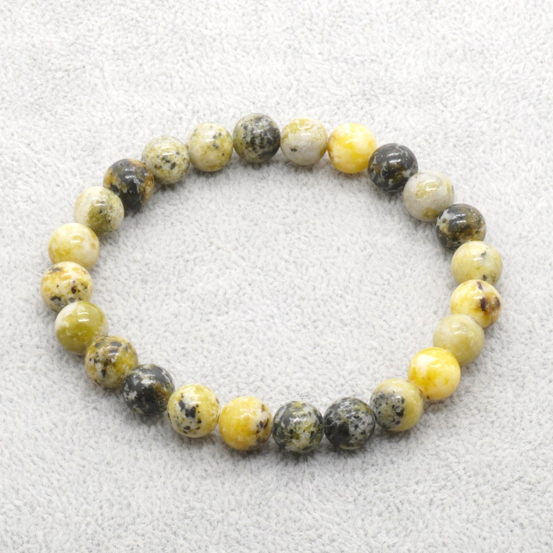 Natural Stone Bracelet for Women Men, Yellow Turquoise Beads Bracelet ...