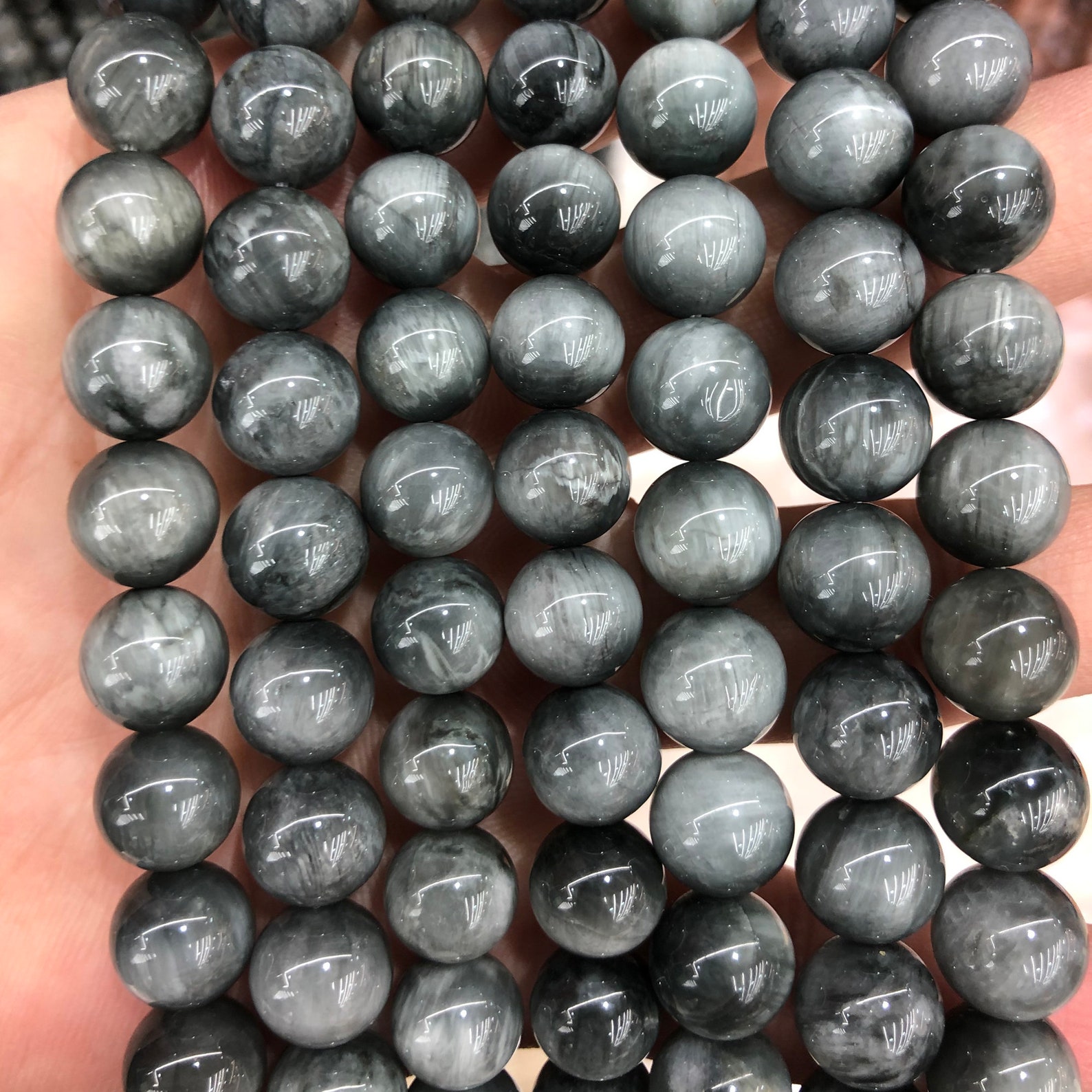 Hawk Eye Stone Beads Natural Gemstone Beads Round Black Gray - Etsy