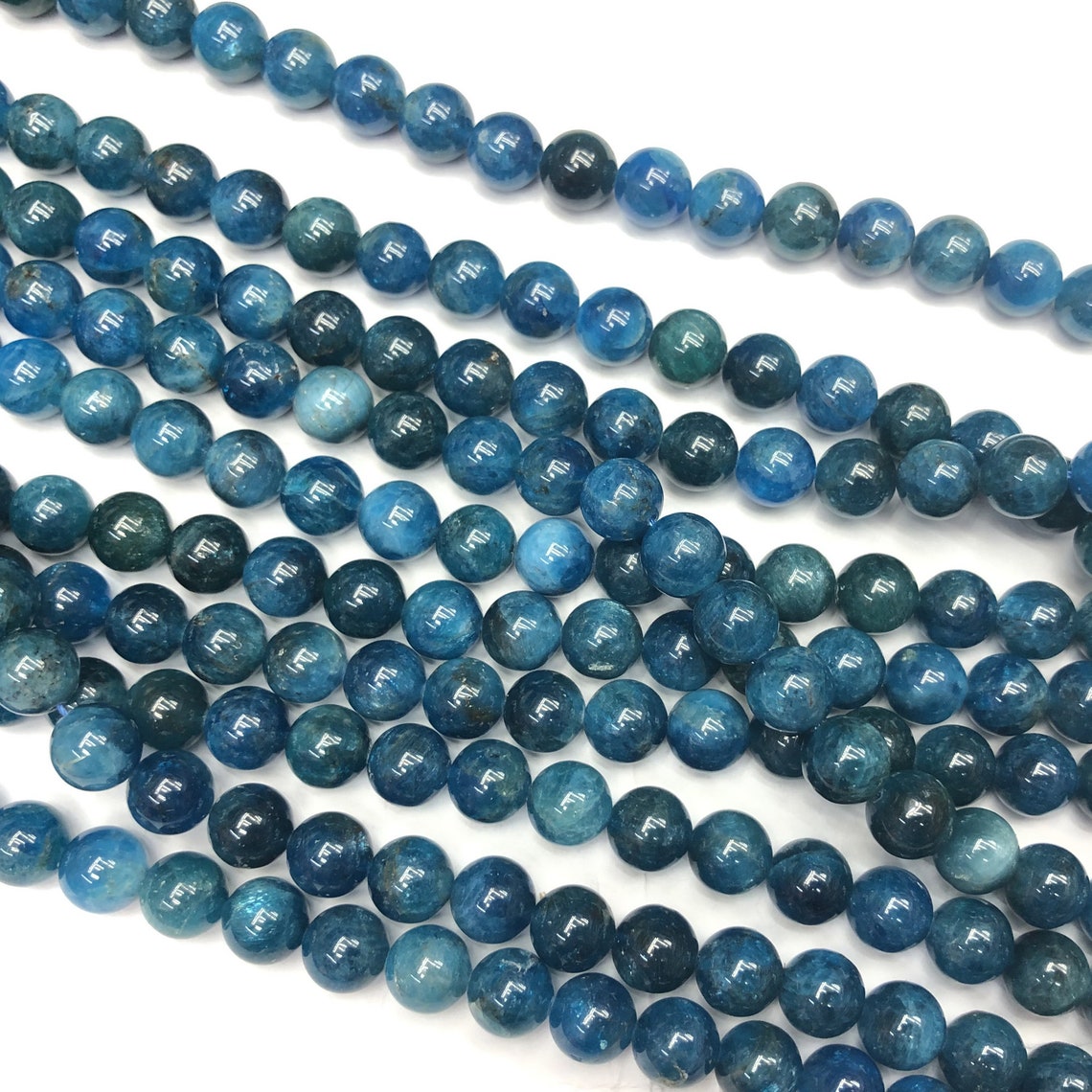 Blue Apatite Beads, Natural Gemstone Beads, Round Stone Beads 4mm 6mm ...