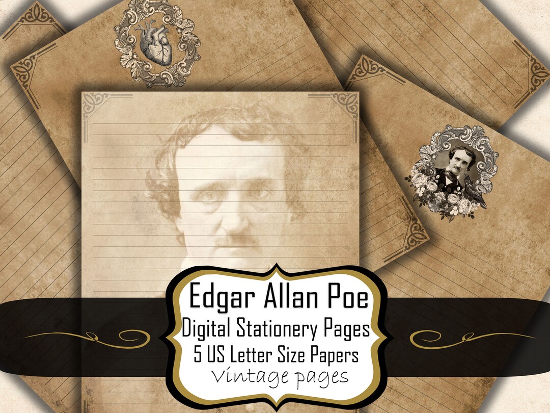 Edgar Allan Poe Papers, Stationery Paper, Writing Paper, Letter Paper, Gothic Printable Papers ...
