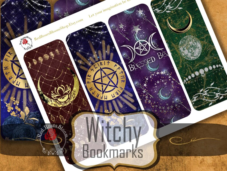 Witchy Bookmarks for Junk Journal, Book of Shadows, Fantasy ...