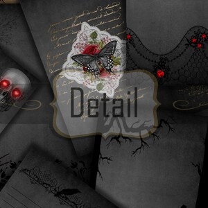 Gothic Diary, Gothic Junk Journal, Goth Digital Paper Set, Printable ...