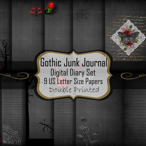 Gothic Diary Gothic Junk Journal Goth Digital Paper Set - Etsy