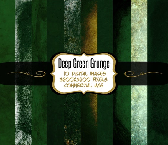 Deep Green Grunge Digital Paper Green White & Black | Etsy