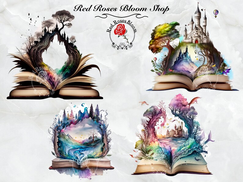 Enchanting Story Book Clipart Watercolor Fantasy Clipart - Etsy