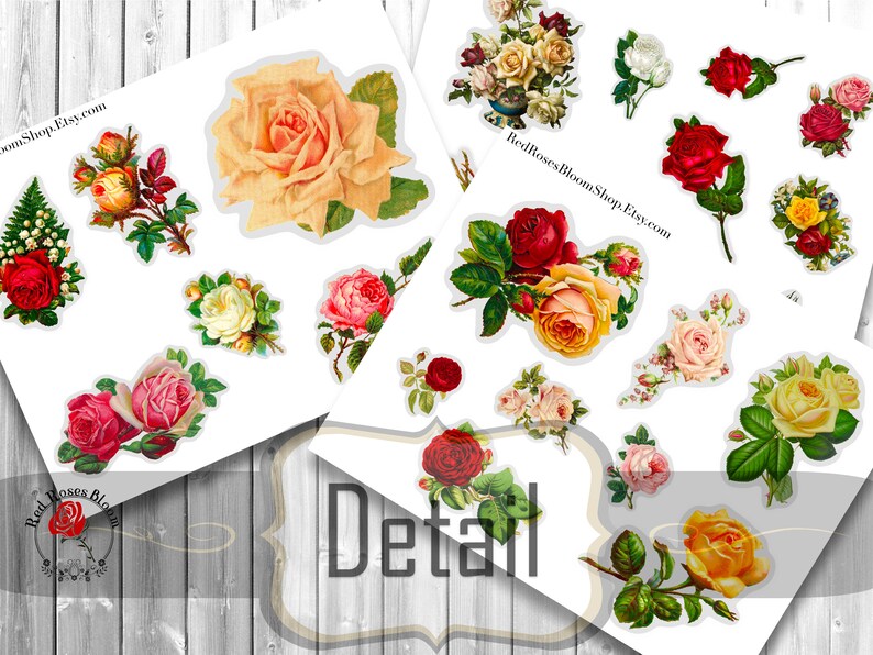 Vintage Rose Fussy Cuts, Vintage Rose Ephemera, Roses Junk Journal Kit ...