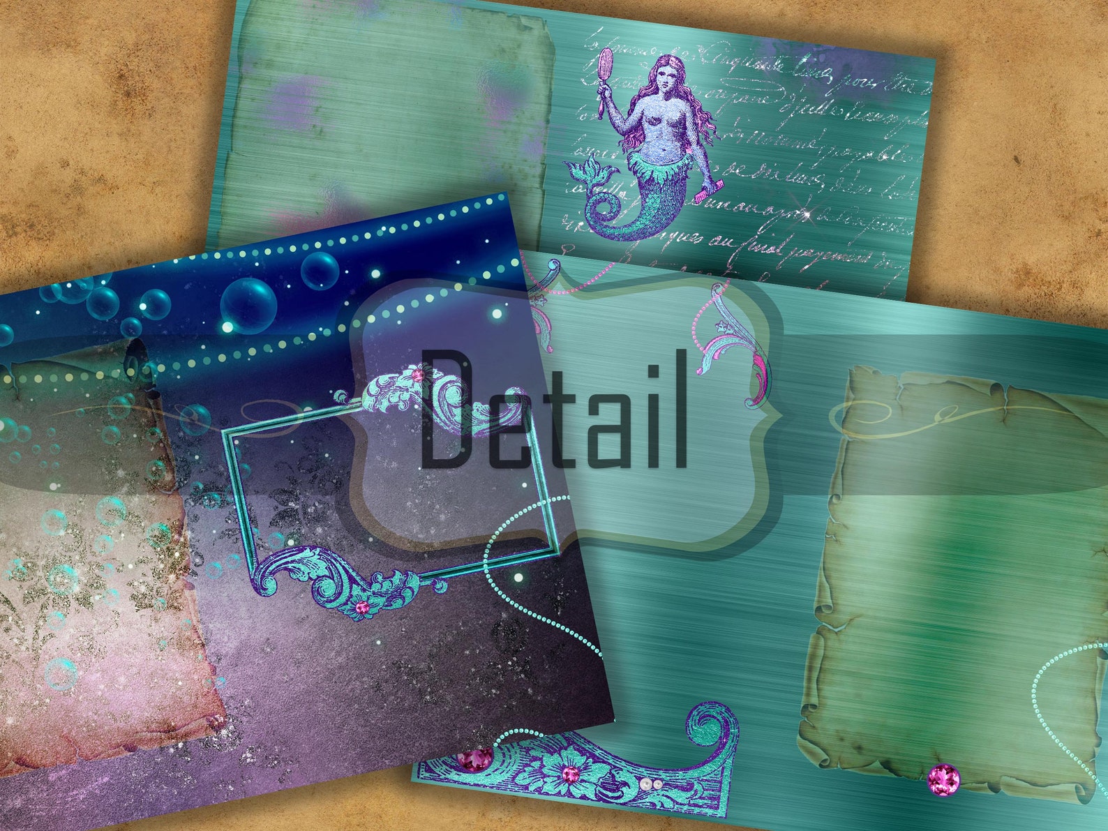 Mermaids Diary, Seafoam Green Victorian Junk Journal, Mermaid Digital ...