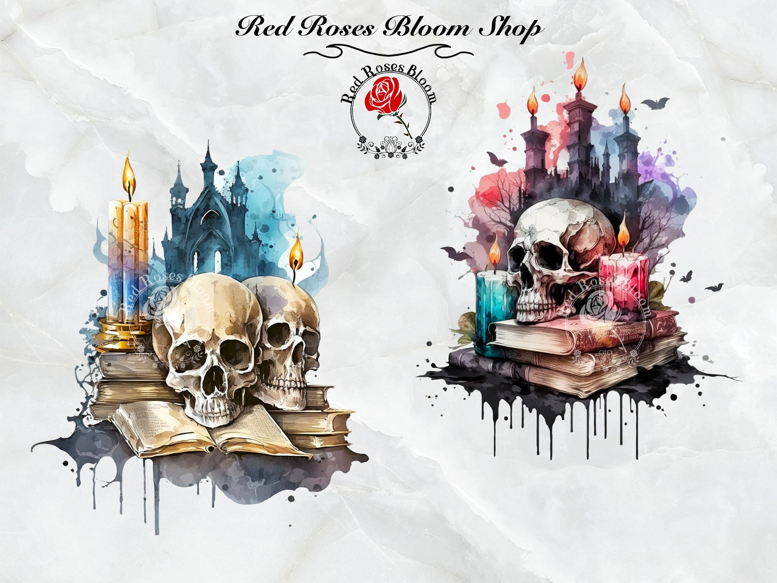 Gothic Skulls Clipart, Fantasy Clipart, Halloween Skull Witchy Clipart ...