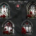 Gothic Window Clipart, Vampire Fantasy Clipart, Black and Red Gothic ...