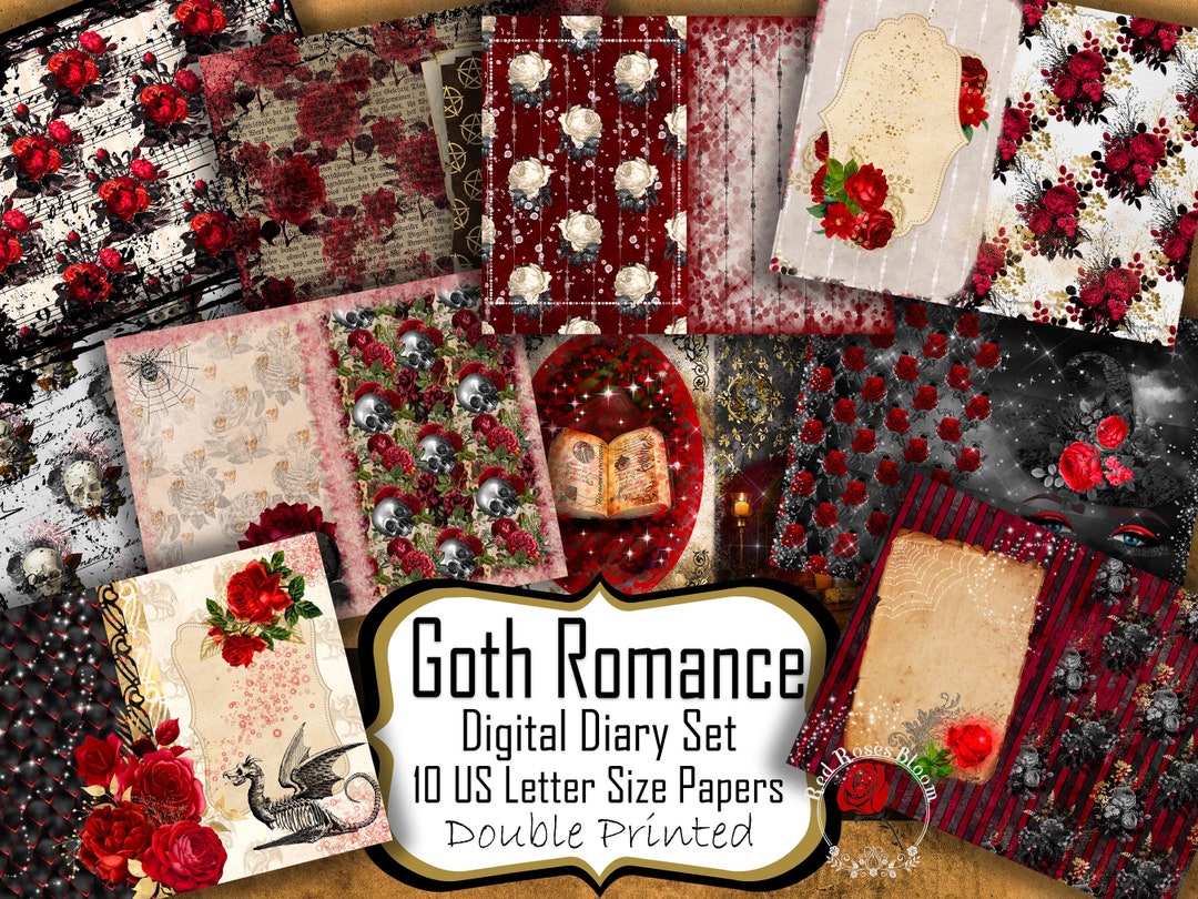 Gothic Junk Journal, Gothic Romance Diary, Goth Digital Paper Set ...
