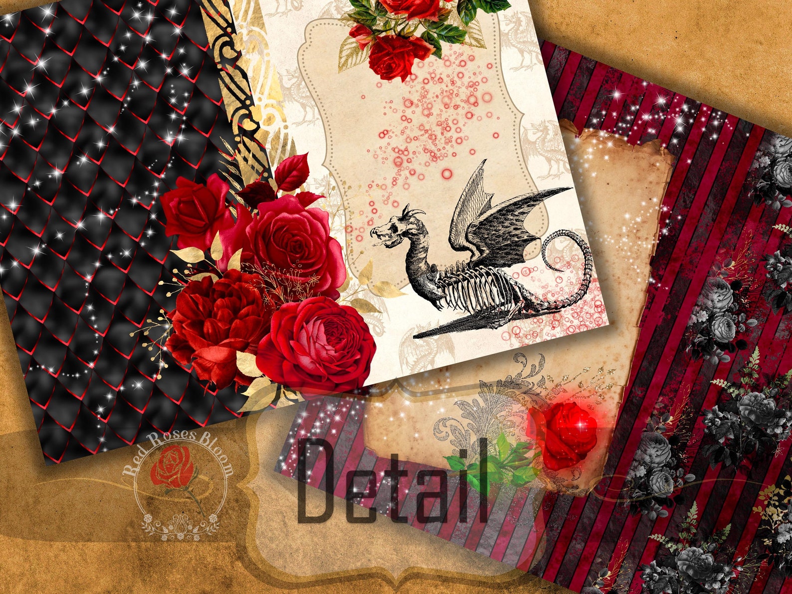 Gothic Junk Journal, Gothic Romance Diary, Goth Digital Paper Set ...