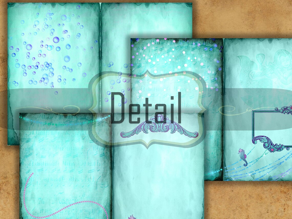 Mermaids Diary, Seafoam Green Victorian Junk Journal, Mermaid Digital ...