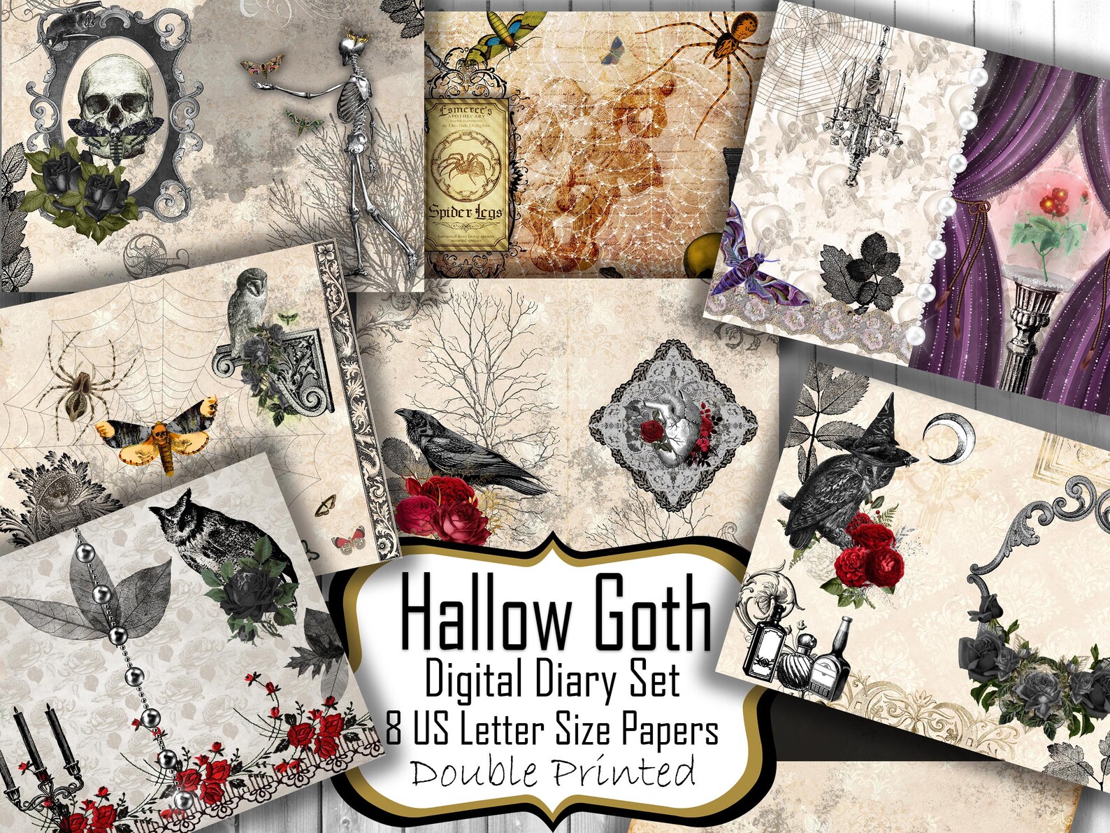 Gothic Diary Gothic Junk Journal Goth Digital Paper Set - Etsy